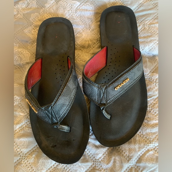 Coach | Shoes | Black Leather Coach Sandals | Poshmark